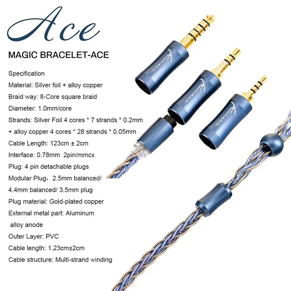 Cable KINERA ACE 2.0 | 3 Giắc Thay Thế | 2 Pin – ncstore